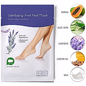 Foot Peel Mask - Exfoliator Peel Off Calluses Dead Skin, Foot Spa and Callus Remover - Baby Soft Smooth Touch Feet with Lavender and Aloe Vera for Men and Women (2 Pairs)