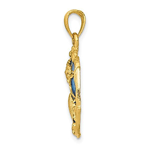 IceCarats 14K Yellow Gold Blue Shell Necklace Charm Pendant Acrylic Only