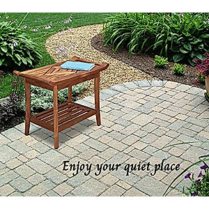 Luxury Teak Shower Bench Stool Seat Chair with Leveling Feet, Waterproof, Teak Oil Finish, Large, 25x19x14, for Bathroom, Spa, Sauna, Pool Deck, Patio, Garden, RV, from Our Diamond Collection