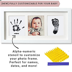 Baby Prints Newborn Handprint and Footprint Picture Frame Keepsake Kit, 13.5 x 7 INCHES (Large Size), Mess-Free Ink Pad Included | Gift for New Parents for Babyshower | Photo Keepsake