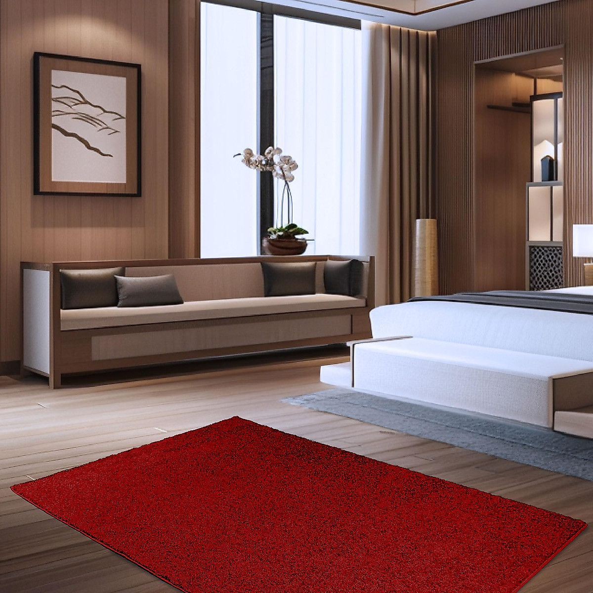 Bright House Solid Color Oval Shape Area Rugs Red - 5' x 7' Oval, Indoor, Stain & Fade Resistant, Perfect for Living Room, Bedroom, Dining Room, Entryway, Doorway, Pet & Kids Friendly Rug, Wedding