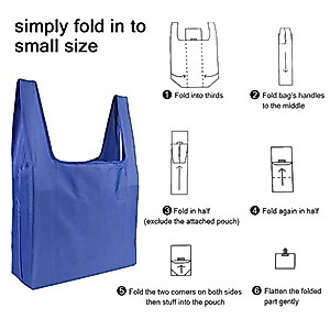 Baxrou 6 Pack Reusable Shopping Bags Foldable Machine Washable Grocery Tote with Long Handles 55LBS Large Capacity Eco-Friendly Durable Tote Bags Fits in Pocket Holds Waterproof & Lightweight
