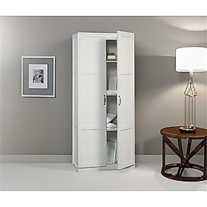Pemberly Row 29" W Traditional Style Storage Cabinet, Pantry Cabinet, Linen Cabinet with Shelves in White