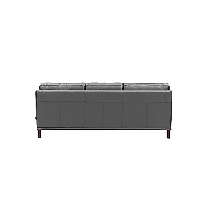 Hydeline Hayward Top Grain Leather Wood Sofa Couch, 88.5", Gray/Steel