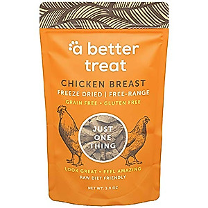 A Better Treat – Freeze Dried Chicken Breast Dog Treats 3 oz, Free Range, Single Ingredient | Natural Healthy High Value | Gluten Free, Grain Free, High Protein, Diabetic Friendly | Made in The USA
