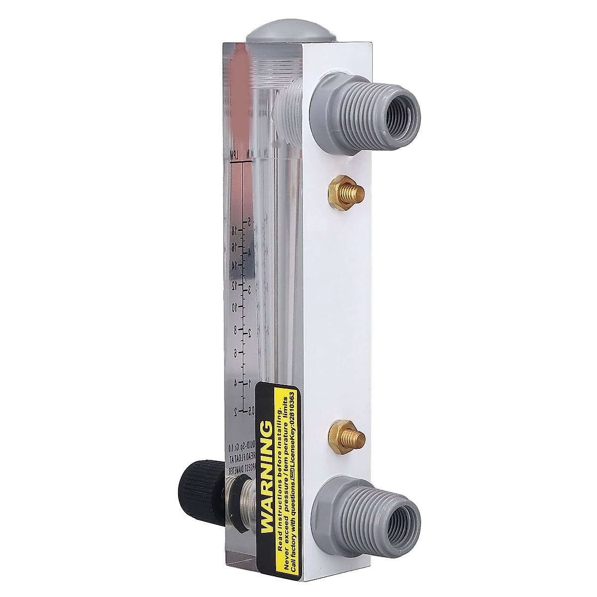 Liquid Flowmeter, Panel Type High Accuracy Water Meter Acrylic Transparent Adjustable Fluid Meter for Measure and Control The Rate of Liquid Medium, 0.5-5GPM