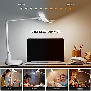 HAPPY NOCNOC Eye-Care eReading Desk Lamp/ Table Lamp/ Task Lamp/ Swing Arm Lamp: Auto-Dimming, CRI 97, Adjustable Temperatures, 51” Wide Illumination Desk Light for Home Office, Bedroom, Living Room