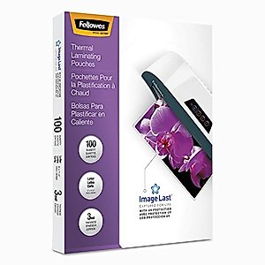 Fellowes 52454 Laminating Pouches,Ltr,3Mil,11-1/2-Inch X9-Inch ,100/Bx,Glossy,Cl