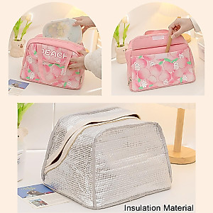 Kawaii Lunch Bag Picnic Bag Large Insulated Bag for Women Reusable Tote Bag Aesthetic Lunch Box for Hot or Cold Handbags