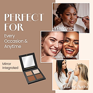 Contour Palette Powder Contour Kit - Contouring Makeup Palette With Mirror - 4 Highly Pigmented Matte Colors For Contouring And Highlighting - Vegan, Cruelty Free And Hypoallergenic