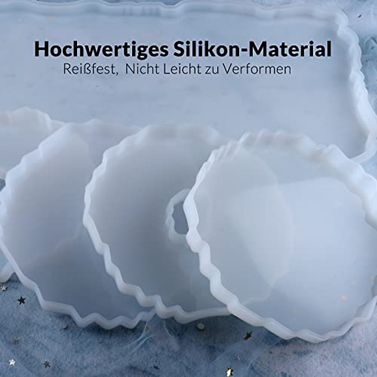 Epoda 5pcs Resin Tray Molds, Silicone Tray Mold, Irregular Rectangle Silicone Tray Mold with Handles, Designed for Making Large Epoxy Resin Coasters and Tea Trays