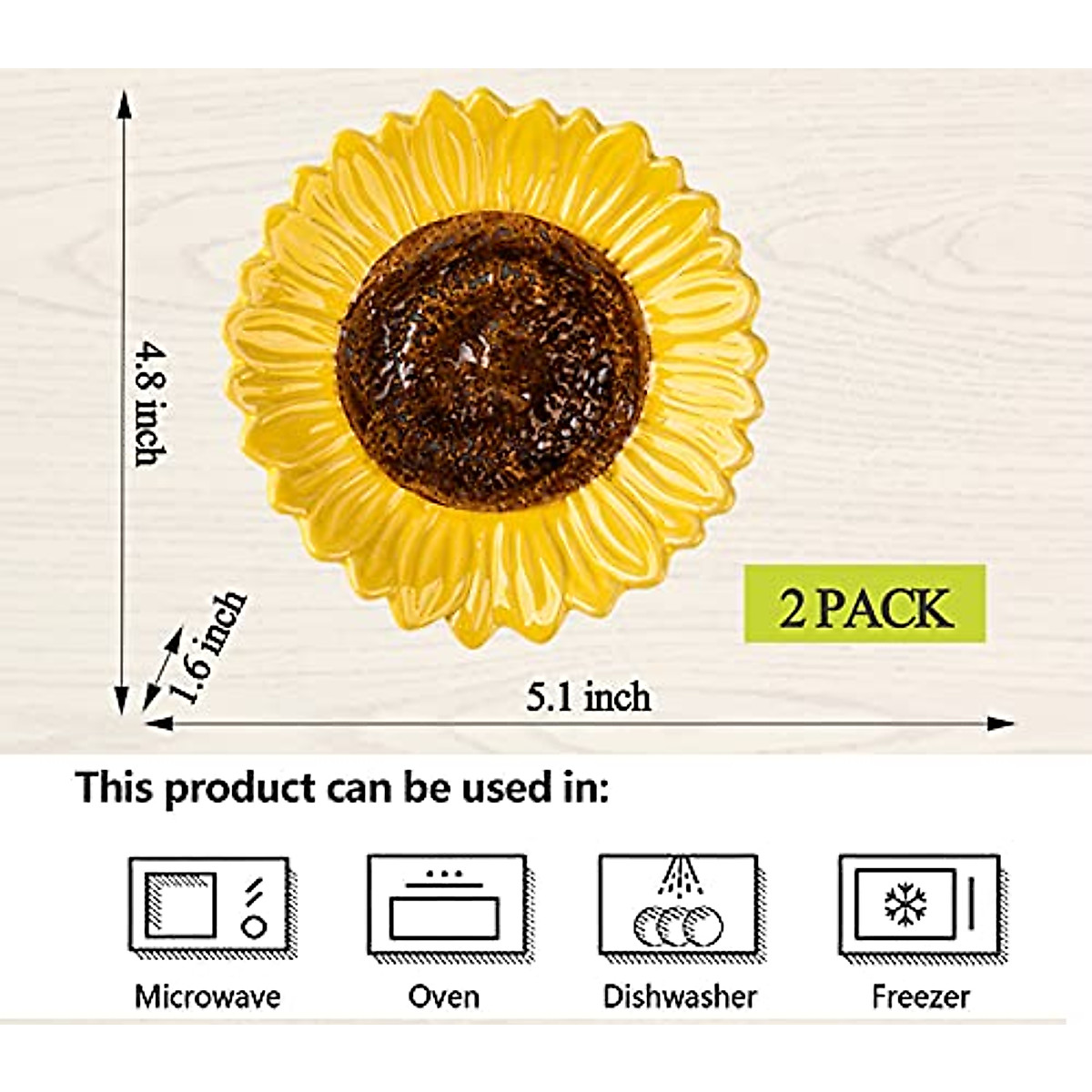 Spoon Rest Spoon Holder for Stove Top 2 PCS Spoon Rest for Kitchen Counter Spoon Rest for Stove Top Ceramic Spoon Rest sunflower shape