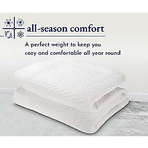 California Design Den 100% Cotton Blanket Queen Size/Full Size, Lightweight & Breathable Cotton Blanket, Herringbone Design, Soft Breathable Blanket for All Seasons (White)