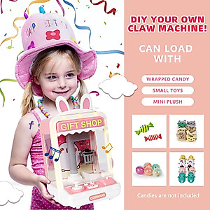 TOYMNI Mini Claw Machine, Claw Machine for Kids with Lights, Mini Vending Machine with Little Toys, Arcade Games Machines, Kids Claw Machine, Adjustable Sound and Music, Toys for Ages 8-13