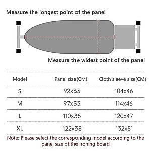 KAnduo Cotton Ironing Board Covers 92X33CM 97X33CM 110X35CM 122X38CM Small/Large, Iron Board Covers for Steam Irons, Ironing Board Cover and Pad Easy to Fit (Color : B, Size : 122X38CM(48x15inch))