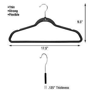 Velvet Hangers, Sturdy and Space Saving Hanger. Black 50 Pack