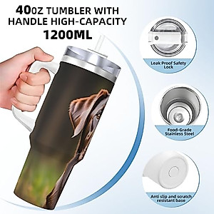 HULIBIN Brown Labrador Retriever Print Double Deck Stainless Steel Travel Coffee Cup With Lid 40 Oz Ice Bully Cup