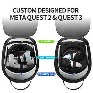 sarlar Hard Carrying Case Compatible with Oculus Meta Quest 2 /Quest 3/Vision Pro, Carbon Fiber, Fixed Protection for VR Headset Controller and Official Head Strap Accessories, Travel and Storage