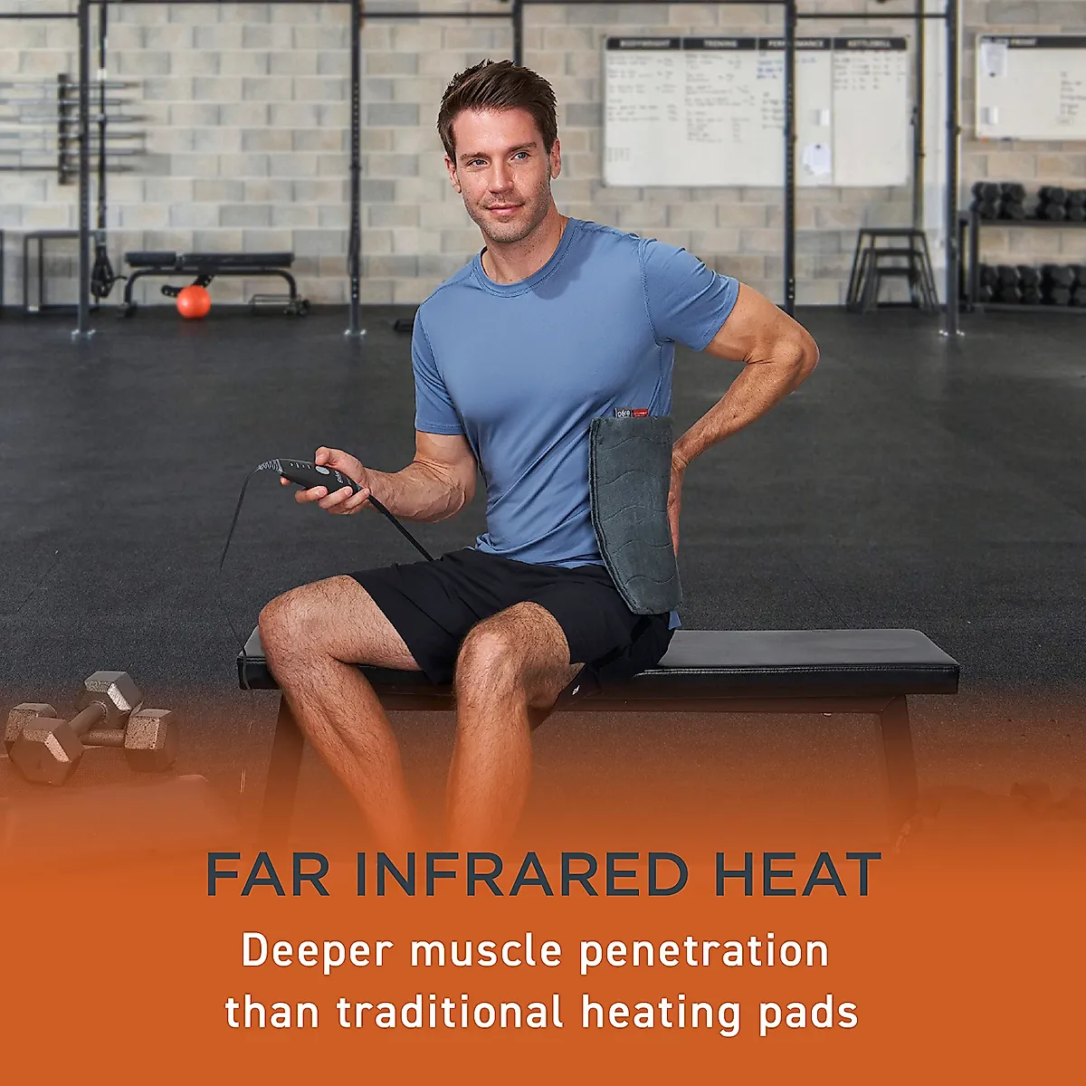 Pure Enrichment PureRelief Pro Far Infrared XL Heating Pad - Muscle Relief for Back, Neck, Shoulder, & Knee Pain in Athletes, 4 Heat Settings, Dry/Moist Heat, 12” x 24” Extra-Large Size (Iron Gray)