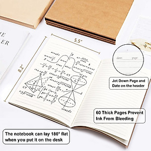 feela 15 Pack A5 Kraft Notebooks, 60 Lined Blank Pages Travel Journal Bulk, Soft Cover Notebooks for Women Girls Students, Making Plans Writing Memos Office School Supplies, 8.3 X 5.5 in