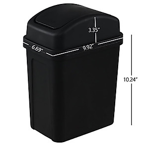 Minekkyes 1.8 Gallon Swing Top Trash Can, Small Swing Garbage Can, Black