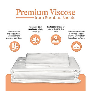 Atluxe Premium Viscose from Bamboo Sheet Set- Ultra Soft, Temperature Regulating, Ivory (King (U.S. Standard))
