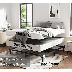 Bedsnus King Size Bed Frame, 9 Inch Metal Basics Bed Frame,High Profile Base for Box Spring, 9-Leg Support, Noise-Free, Easy Assembly, Black