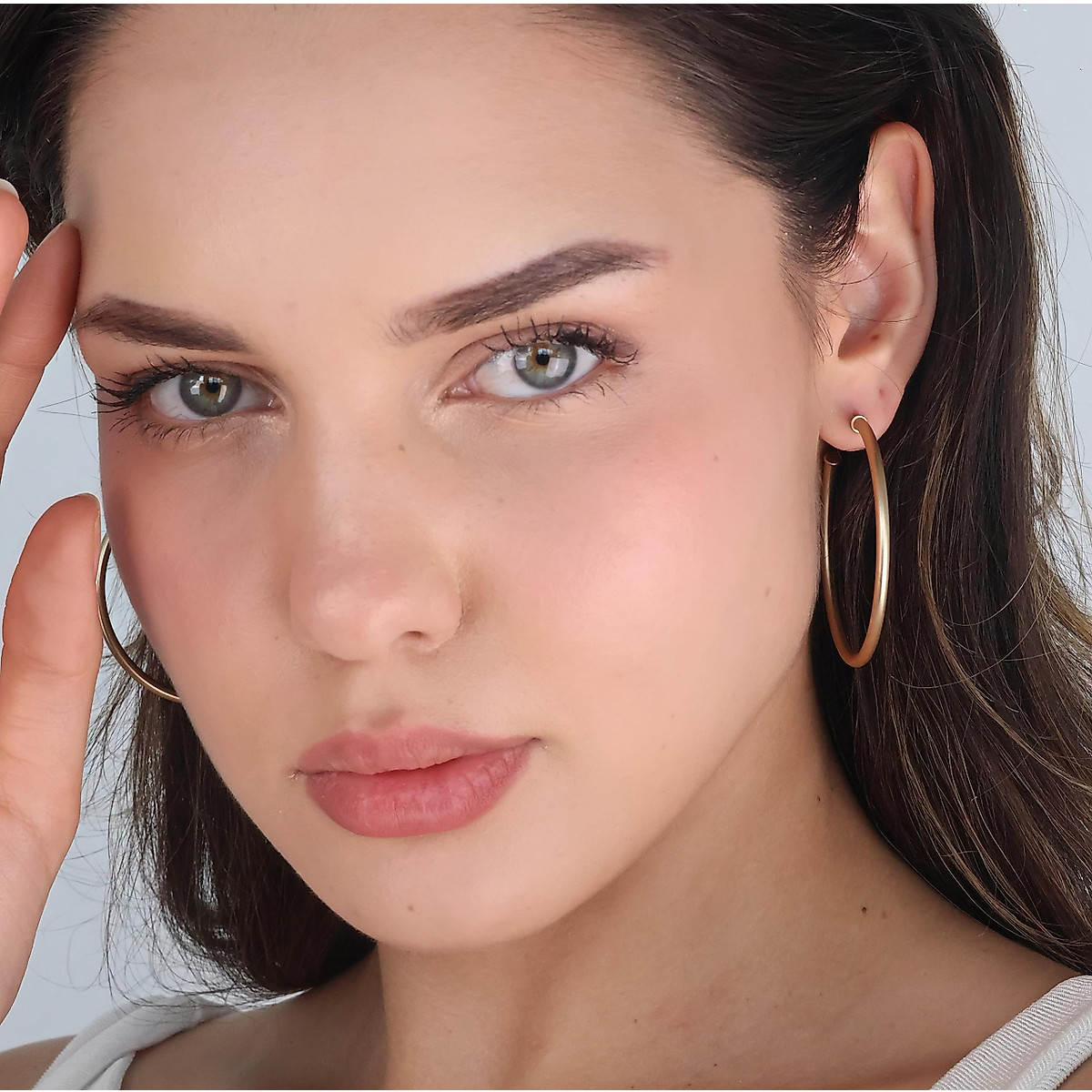 POMINA Classic Gold Hoop Earrings for Women Basic Trendy Tubular Open Round Matte Gold Silver Hoops, 2 Inches (Gold)