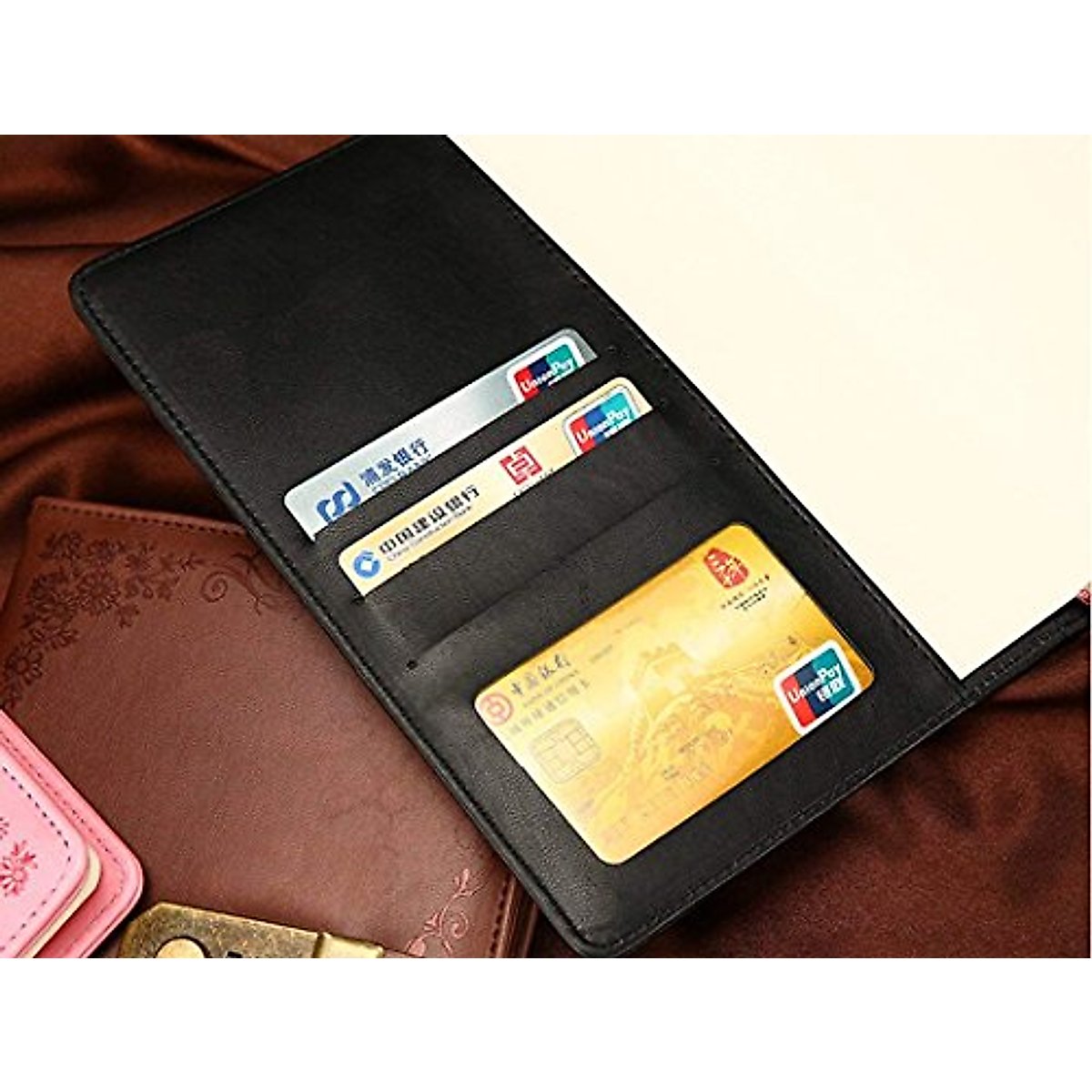 A5 PU Digital Password Notebook Leather Locking Journal Combination Lock Diary Retro Travel Lined Binder Notepad Hardcover Executive Notebooks Personal Organizer with Pen Loop 3 Card Slots 100 Sheet
