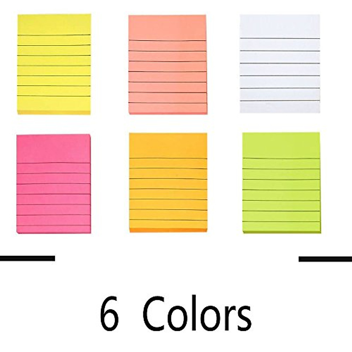 Creatiburg Big Sticky Notes Lined 6x8 inches 50 Sheets/Pad 6 Pads/Pack Large Self-Stick Note Pads with Lines, 6 Bright Colors Easy Post Individually Wrapped, Office Supplies School Gift Set