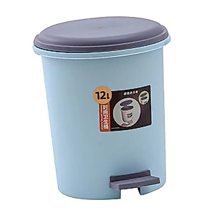 Mumusuki Large Capacity Foot Pedal Trash Can, Lid, Multifunctional Kitchen Garbage Bin, 12L Waste Can for Kitchen, Living Room, Toilet (Blue)