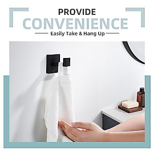 Angle Simple Towel Hook Matte Black, SUS 304 Stainless Steel Coat Robe Hook, Bathroom Hand Towel Hanger for Wall