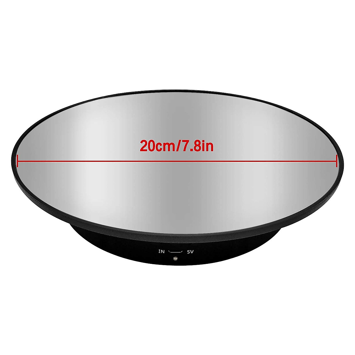 ZLMONDEE Motorized Rotating Display Stand, 7.87inch /17.6LB Load，Mirror Covered 360 Degree Turntable Display Stand for Photography Products and Shows, Max Load 8KG/ 20CM Video Show(Black)