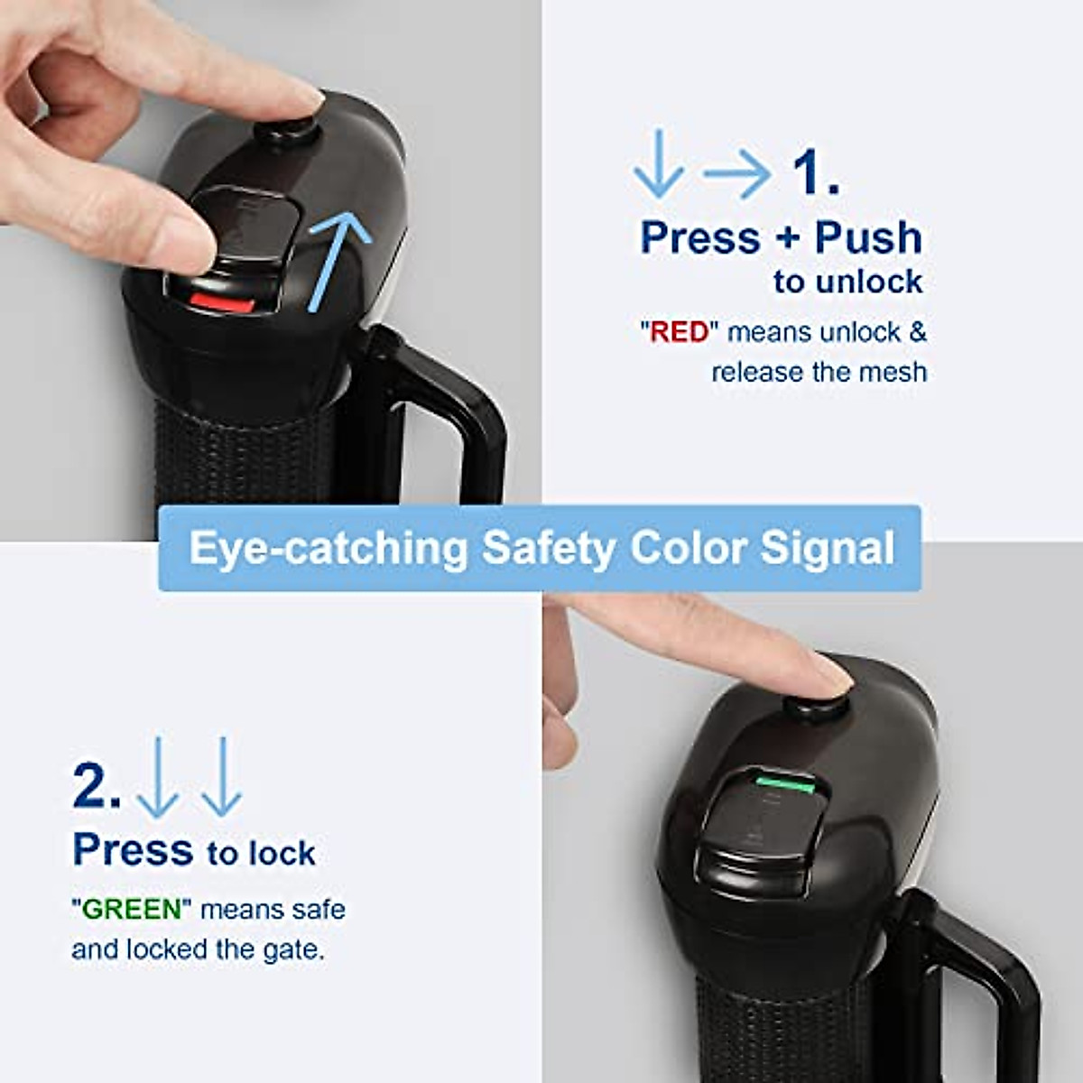 Retractable Baby Gate, PRObebi Retractable Dog Gate for Babies and Pets 34" Tall Extends to 72" Wide, Retractable Mesh Gate for Doorways, Stairs, Hallways, Indoor/Outdoor (Black)