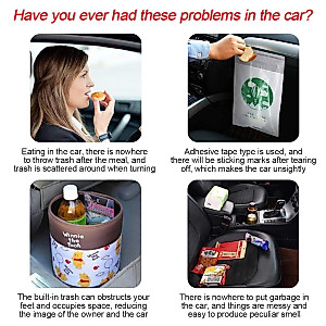 Car Trash Can with Lid, Mini Plastics Portable Auto Garbage Can, Small Leakproof Diamond Design Trash Dustbin, Waterproof Vehicle Rubbish Bins for Automotive Car, Home, Office, Kitchen (Black,1)