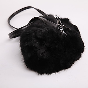 URSFUR Women Warm Hand Muff Genuine Rabbit Bag Purse Winter Hand Warmer