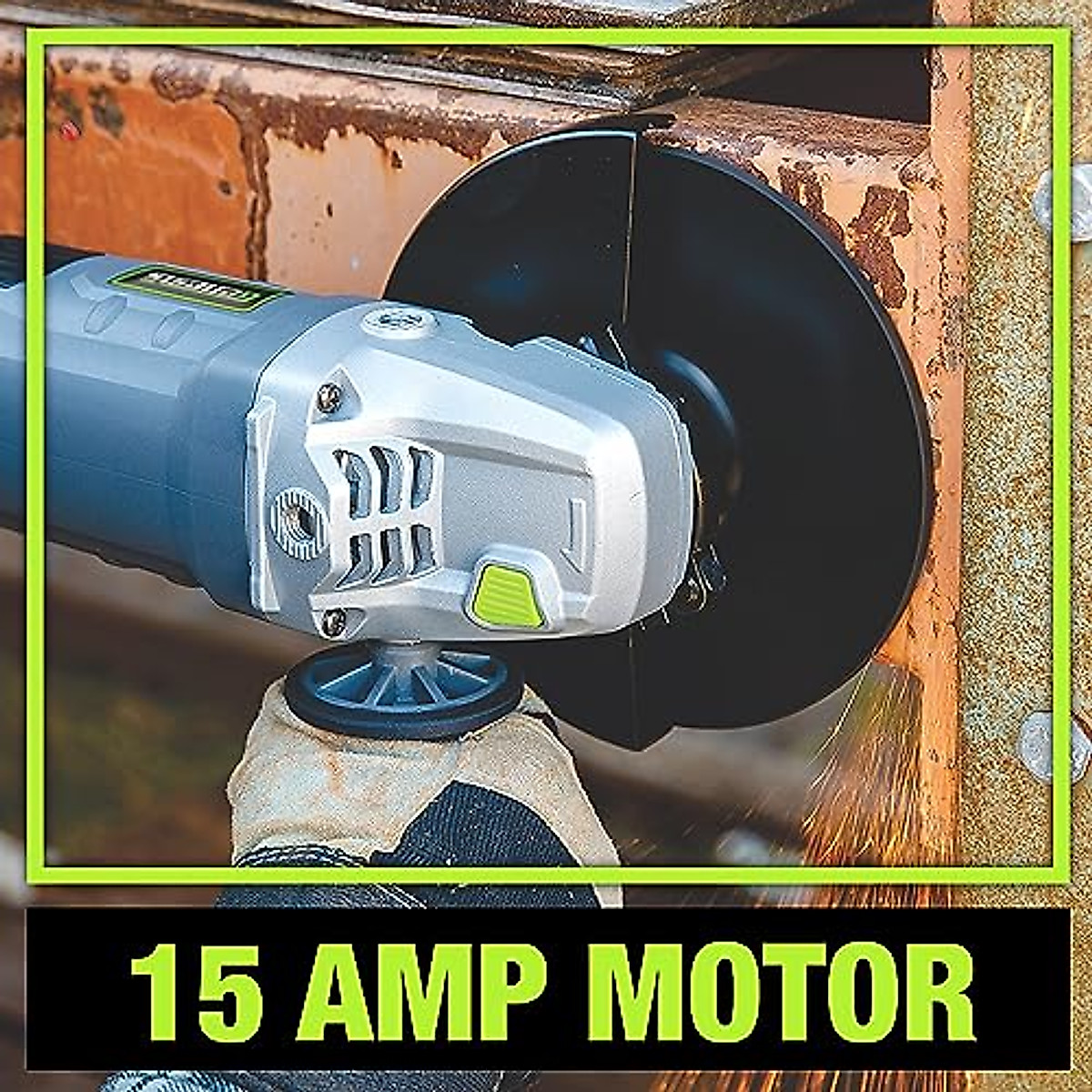 Genesis Angle Grinder 15 Amp 7 Inch 8,500 RPM Corded with 3-Position Side Handle, Wheel Guard and Grinding Wheel and 2 Year Warranty (GAG1570), Gray