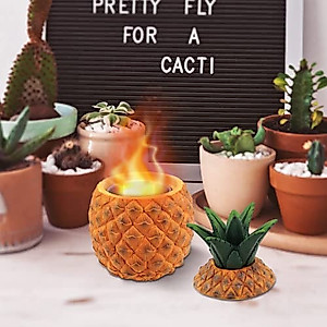 Koncenttop Tabletop Fire Pit Indoor, Tabletop Fireplace Concrete, Pineapple Shape Small Fire Bowl, Portable Tabletop Fire Pit