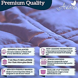 Aviano Premium Bamboo Cooling Weighted Blanket for Adults - 20 lbs (Stone Blue) for Queen Size Bed (60x80 in.) - Heavy Blankets for Restlessness