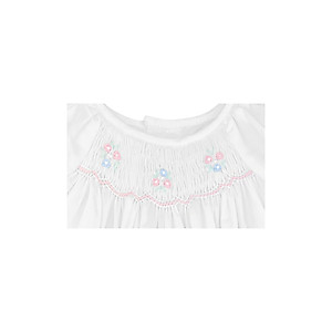 Petit Ami Baby Girls' Hand-Embroidered Smocked Bubble (White, Newborn)