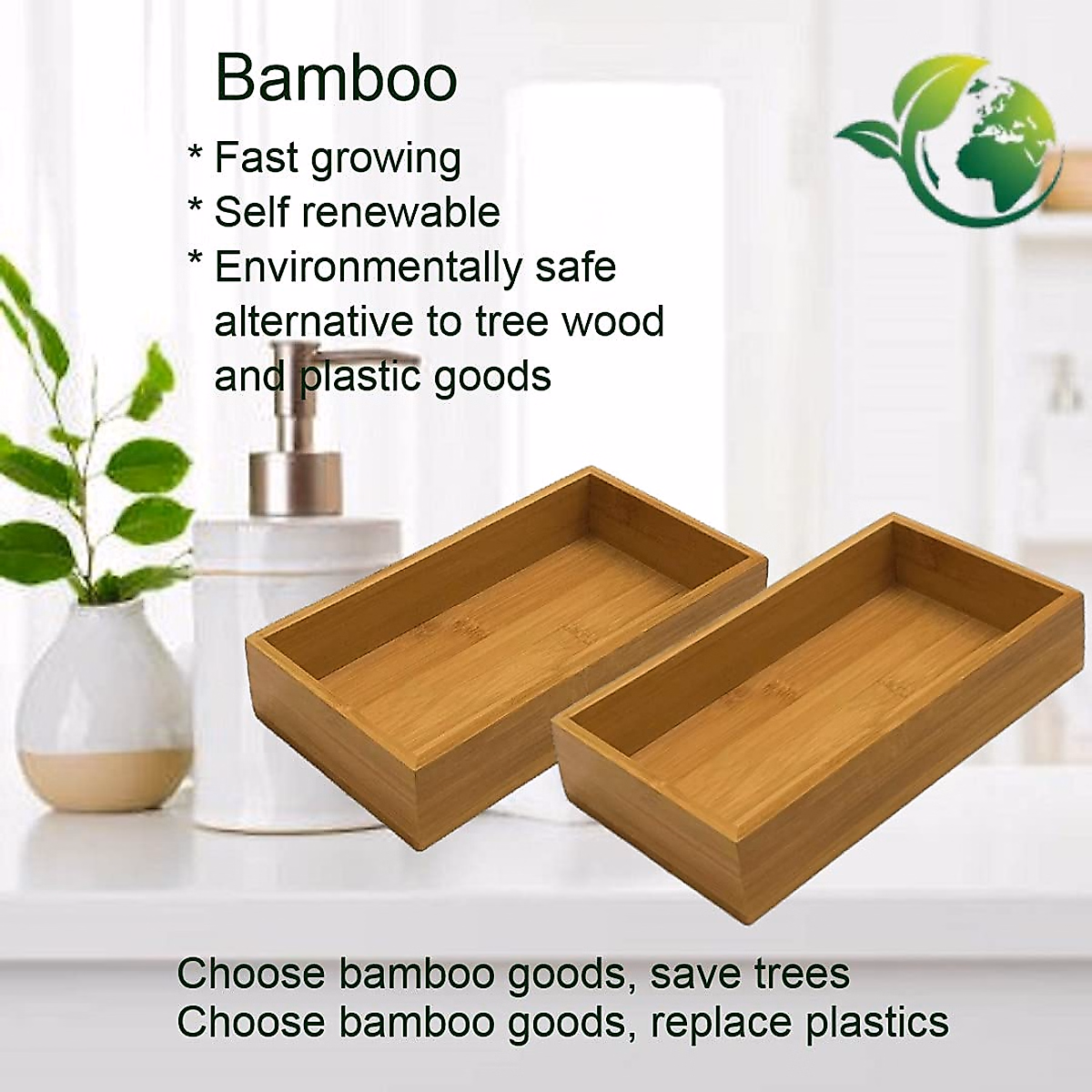 Kitchen Noble Bamboo Guest Towel Holder (2 Pack, 9, 75”x 5, 25”x 2”) – Wooden Rectangle Napkin Tray Multipurpose Organizer Drop Box Ideal for Room, Dining Table, Kitchen Counter Drawers, Natural