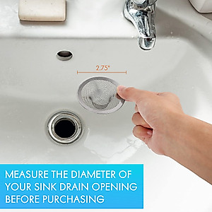 LotFancy Sink Drain Strainer, 30Pcs 2.75" Top / 1 1/8" Bathroom Sink Strainer, Stainless Steel Shower Drain Hair Catcher for Bathroom Sink, Utility, Slop, Laundry, RV and Lavatory