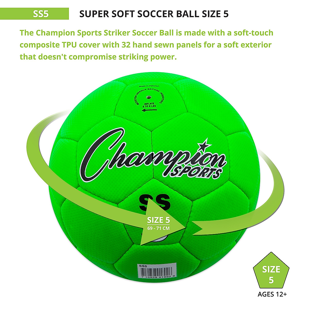 Champion Sports Size 5 Super Soft Soccer Ball