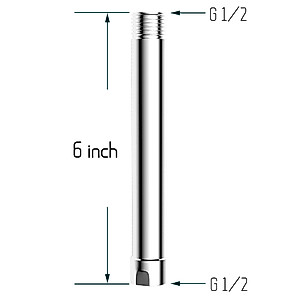 iFealClear Shower Arm Extension, Solid Brass Shower Head Extension Arm Water Outlet Lowers Existing Shower Head, Easy to Install & Durable Shower Pipe Extension for Bathroom, 6 Inch Chrome Finish 1PC
