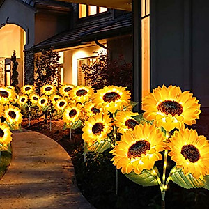 Homeleo Solar Lights Outdoor Garden Waterproof,Upgraded 3-Pack 9 Flowers Solar Sunflowers Stake for Yard Decor,LED Artificial Flowers for Lawn Patio Porch Flowerbed Pathway Grave Cemetery Decorations