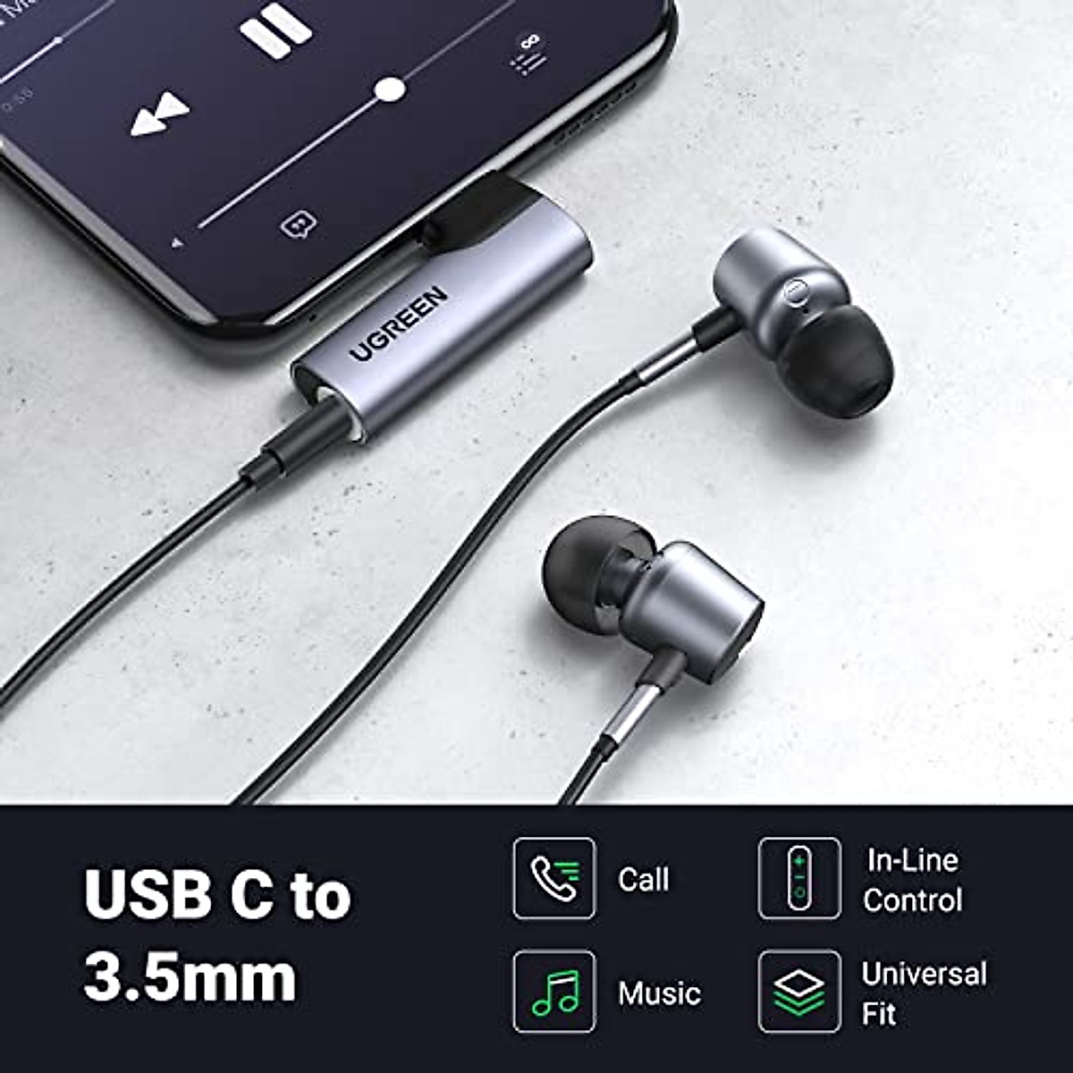 UGREEN USB C to 3.5mm Audio Adapter Type C Aux Headphone Jack DAC ...