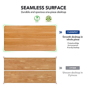 FLEXISPOT Standing Desk, Whole-Piece Desktop 48 x 24 Inches Height Adjustable Desk Stand up Desk Home Office Table for Computer Laptop (White Frame & Maple Desktop)