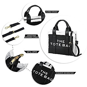 JQAliMOVV The Tote Bags for Women - Personalized Leather Tote Bags Mini Top-Handle Crossbody Tote Bag Handbag for Travel Work Shopping (Black)