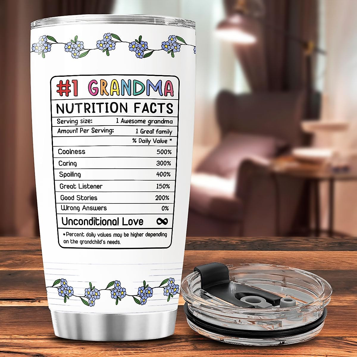 Water Granny Flower Cup Handle Floral Coffee Tumblers Nana Cups, Grandma Ever Nutrition Facts, Tumbler 20 Oz With Lid And Straw, Grandma Gifts