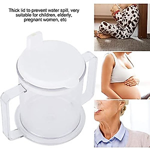 Ibluelover 2 Handle Plastic Mug Clear Spouted Cup Adult Sippy Cup Lightweight Drinking Cup Spill-Resistant Water Cup Feeding Cup with Easy-to-Grasp Handles Coffee Mug for Hot and Cold Beverages